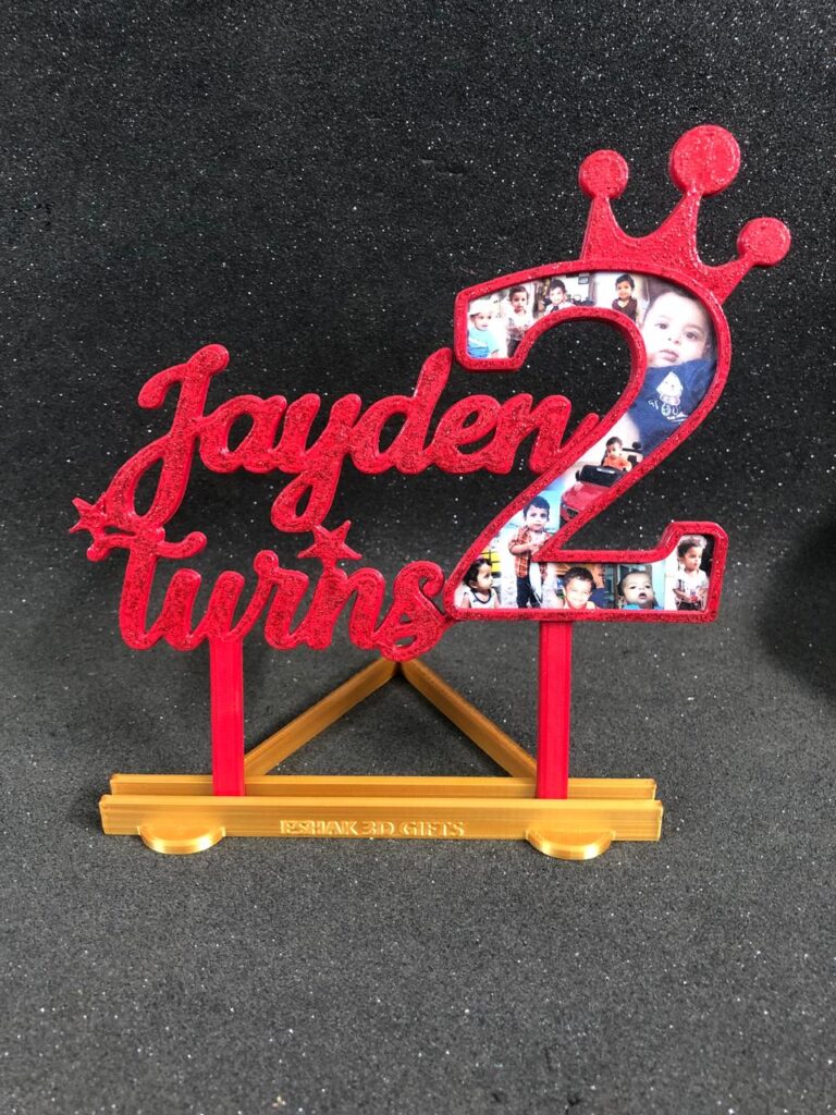 Single Color Cake topper (Name + photo Collage ) - Eshak3dgifts